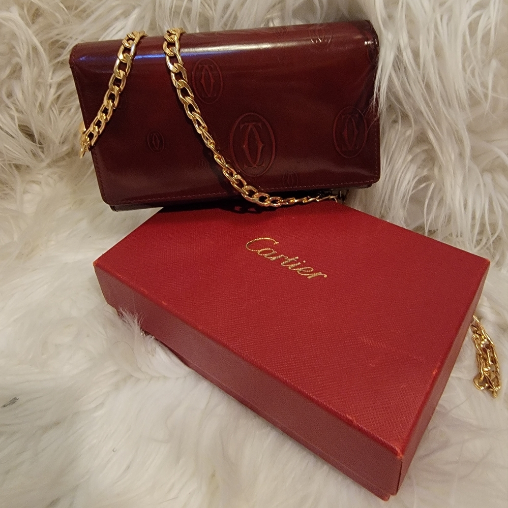 Cartier Red Patent Leather Happy Birthday Bifold Wall… - Gem